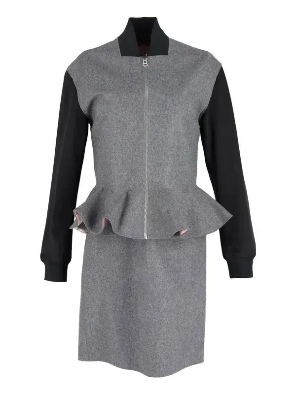 Alexander McQueen Peplum Bomber Jacket - Grey