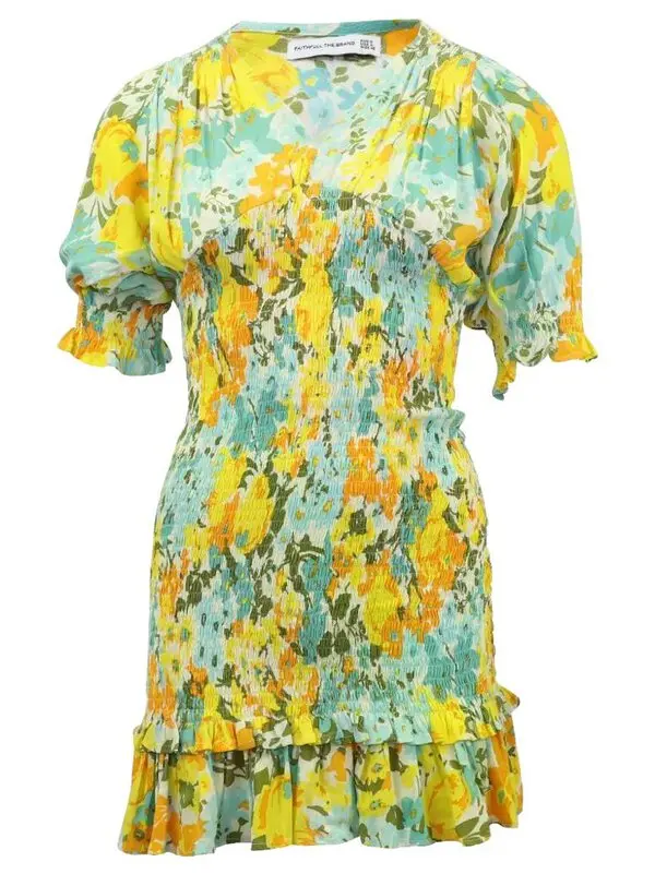 Faithfull The Brand Floral-print Mini Dress - Yellow