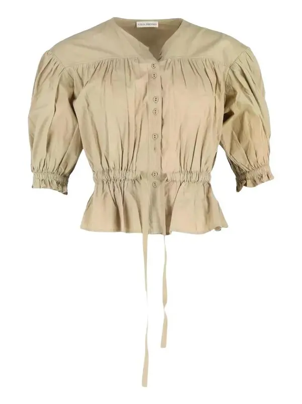 Ulla Johnson Gathered Puff-sleeves Blouse - Neutrals