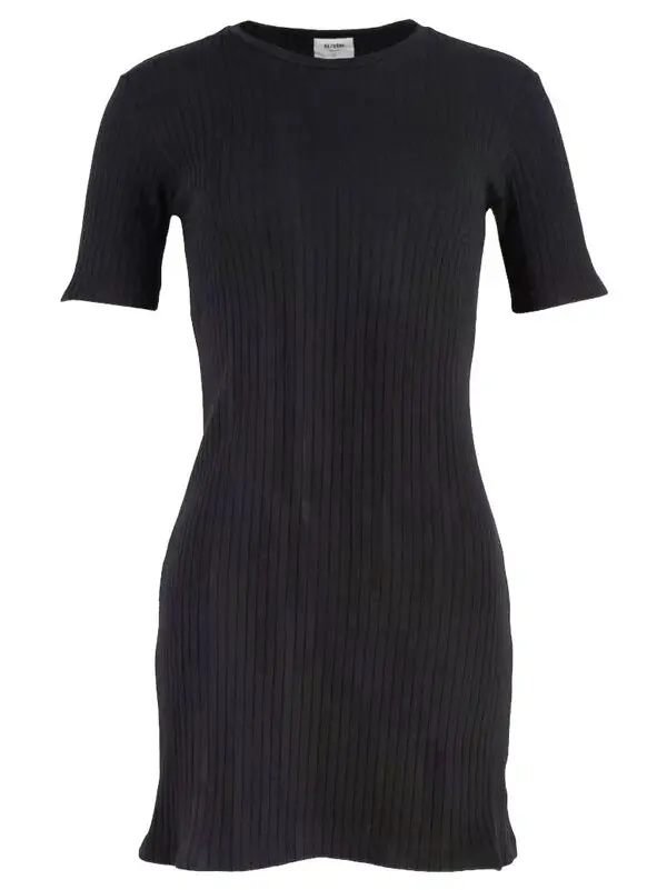RE/DONE Ribbed Knit Mini Dress - Black