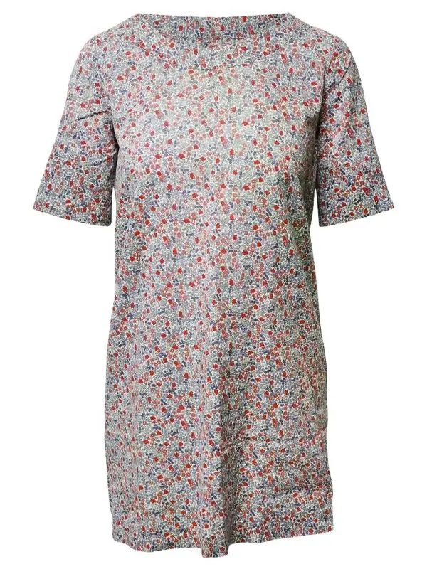 A.p.c. Floral-print Crew Neck Shift Dress - Blue