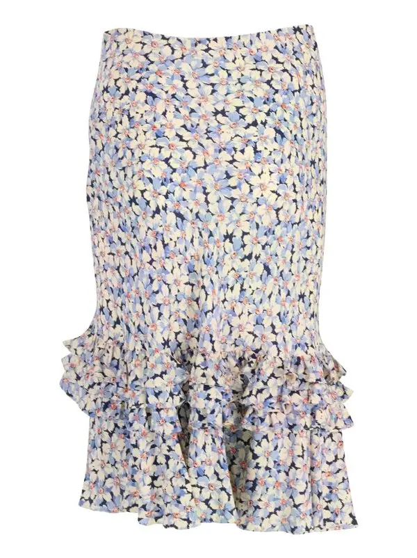 Ralph Lauren Floral Ruffled Midi Skirt - Blue