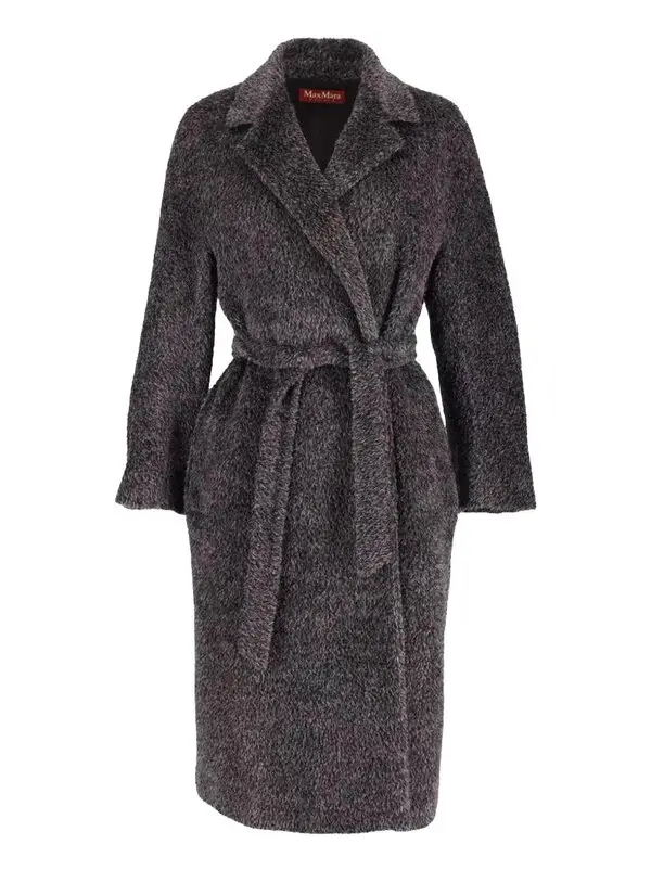 Max Mara Long Alpaca Wool Robe Coat - Grey