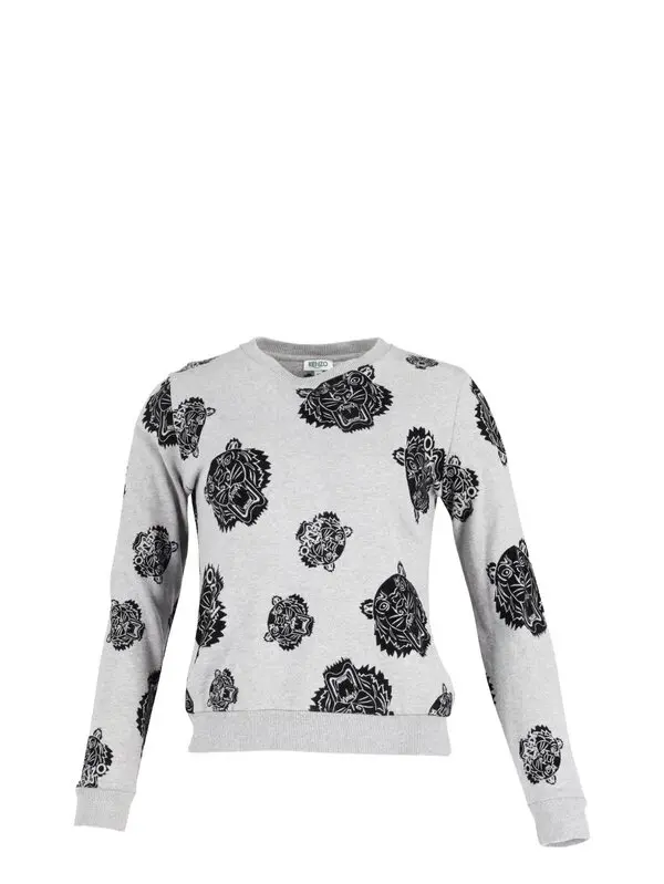 Kenzo Tiger-motif Round-neck Sweatshirt - Grey