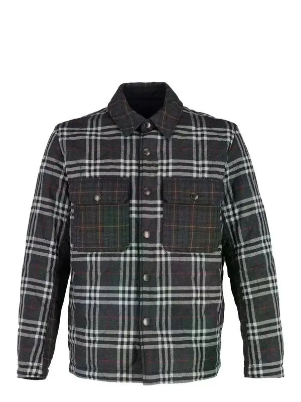 Burberry Virgin Wool Checked Overshirt - Grey