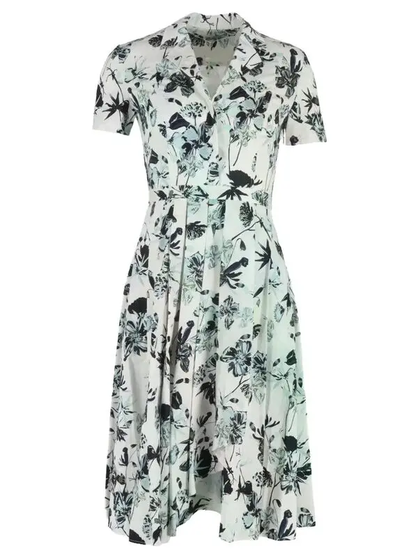 JASON WU Pleated Floral-print Midi Dress - White