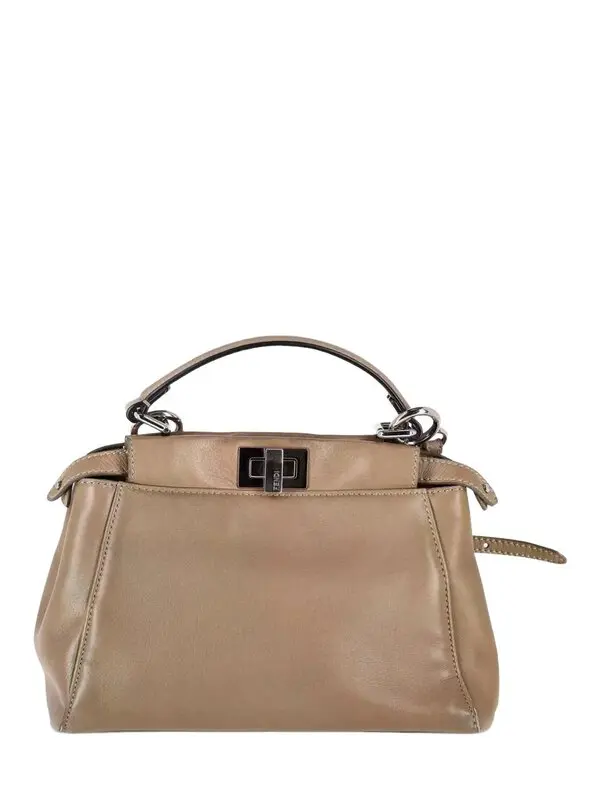 Fendi Mini Peekaboo Leather Tote - Neutrals