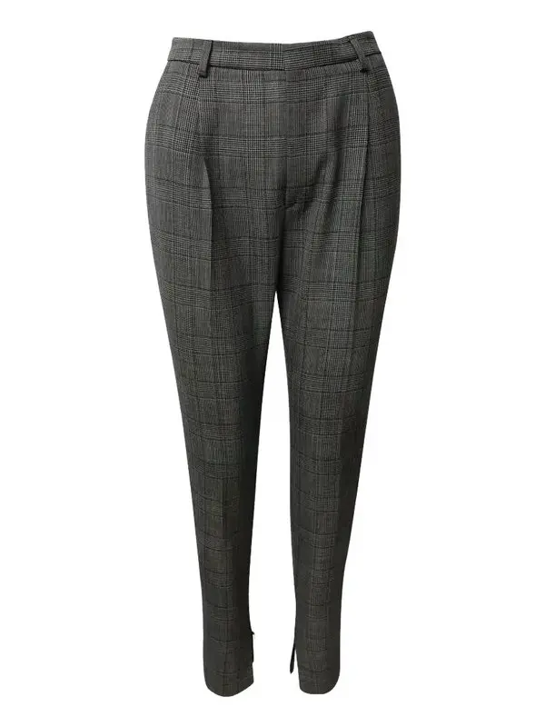 Saint Laurent Checked Slim-leg Trousers - Grey