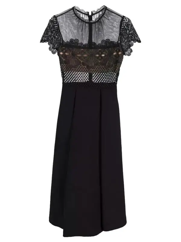 SELF-PORTRAIT Felicia Embroidered Lace Midi Dress - Black