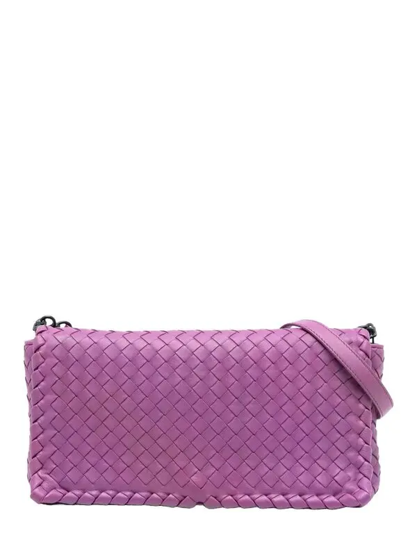 Bottega Veneta Nappa Intrecciato Dahlia Clutch Crossbody Bag - Purple