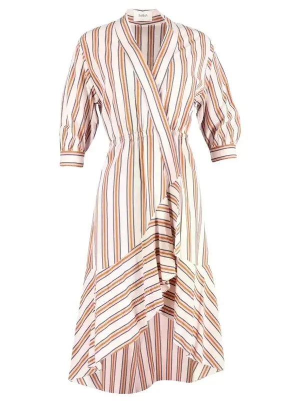 Ba&sh Striped Wrap Midi Dress - Neutrals