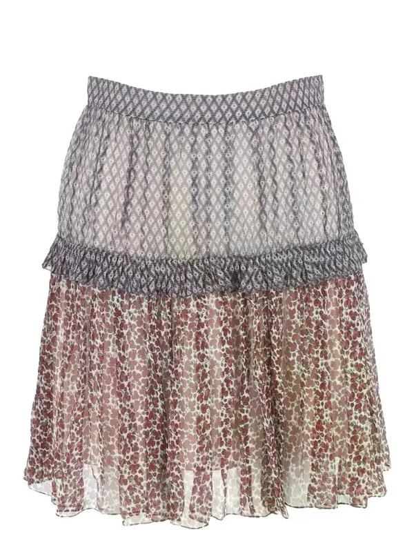 Chloé Printed Tiered Mini Skirt - Neutrals