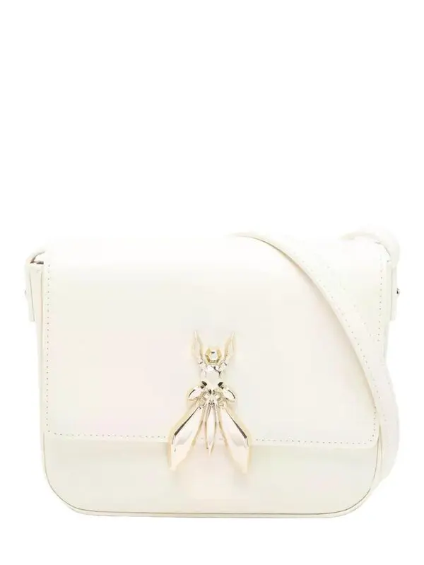 Patrizia Pepe Leather Shoulder Bag With Logo Hardware - Neutrals