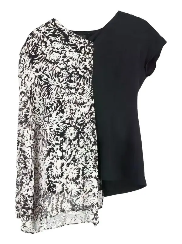 Maison Martin Margiela Asymmetrical-hem Printed Blouse - Black