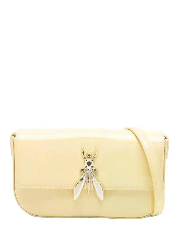 Patrizia Pepe Glossy Leather Shoulder Bag With Logo - Yellow