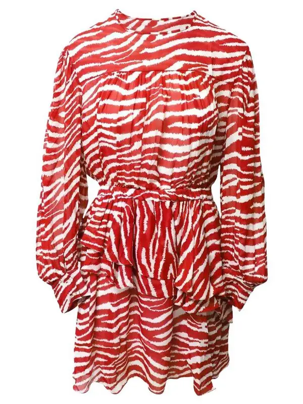 ISABEL MARANT VINTAGE Zebra-print Mini Dress - Red