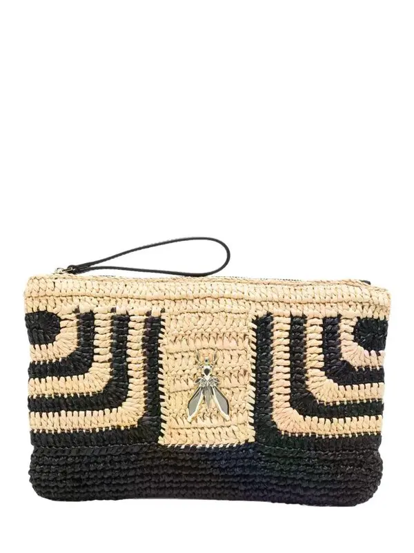 Patrizia Pepe Raffia Patterned Clutch - Neutrals