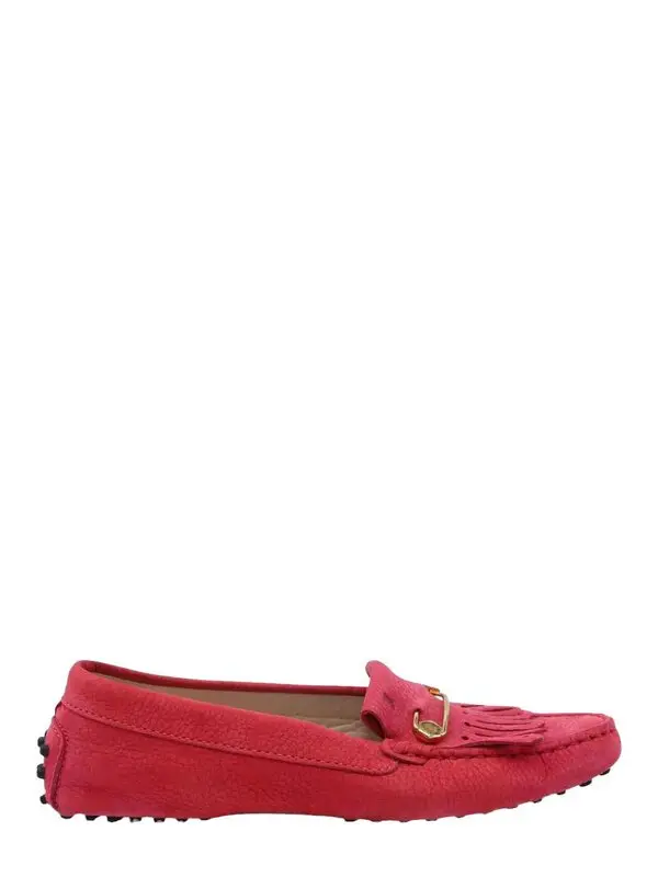 TOD'S Gommino Fringed Leather Loafers - Red