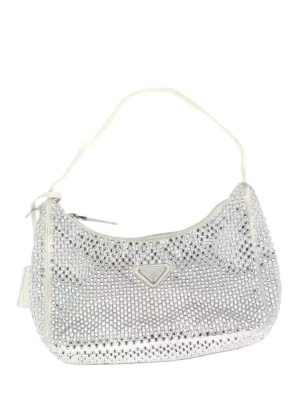 Prada 2000 Crystal-embellished Re-edition 2000 Shoulder Bag - Neutrals