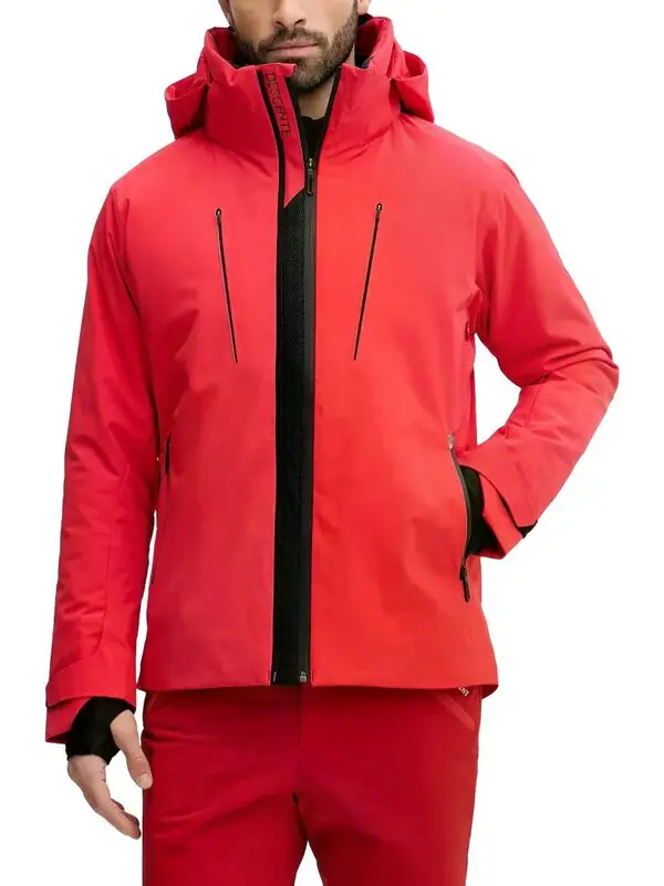 DESCENTE Hooded Zip Ski Jacket - Red