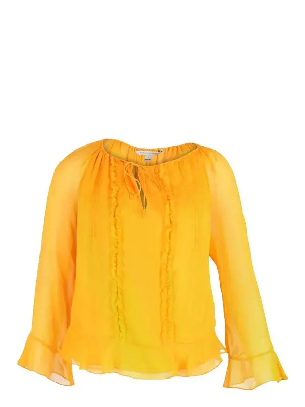 Diane Von Furstenberg Ruffled Sheer-sleeve Blouse - Yellow