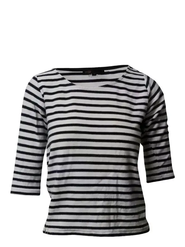 Maje Breton Stripe Cotton Top - White