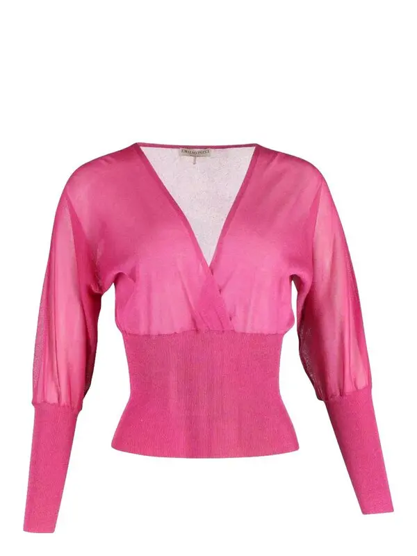 Emilio Pucci Knitted-detail V-neck Top - Pink