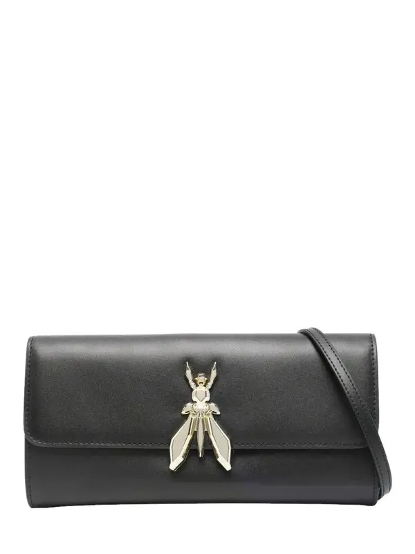 Patrizia Pepe Leather Clutch With Appliqué Detail - Black