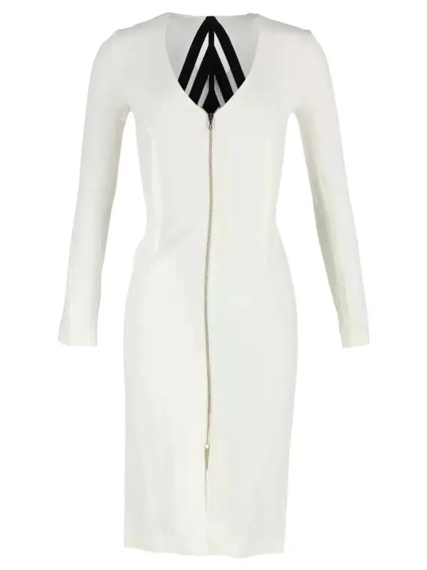 Roland Mouret Front-zip Long-sleeve Midi Dress - White