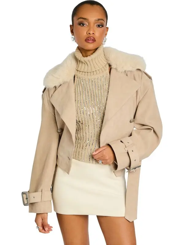 Retrofete Rubee Suede Coat - Khaki