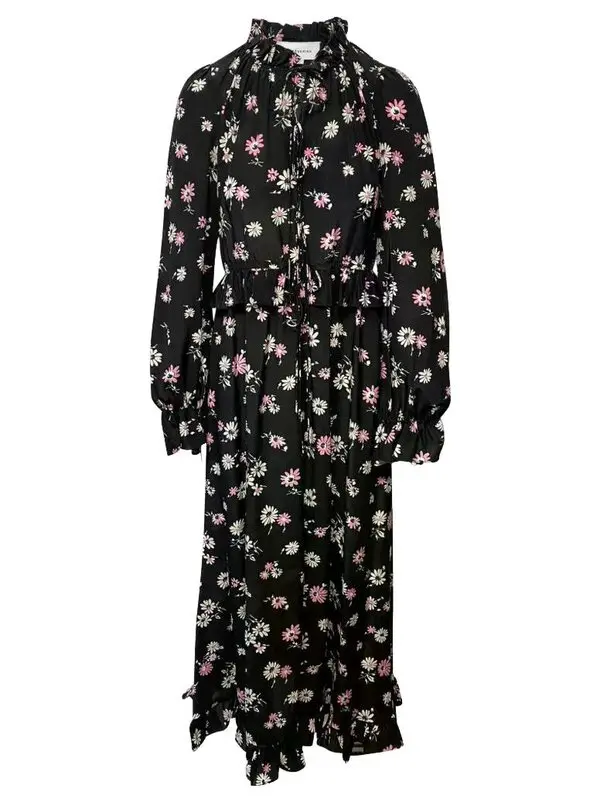 Les Reveries Floral-print Maxi Dress - Black