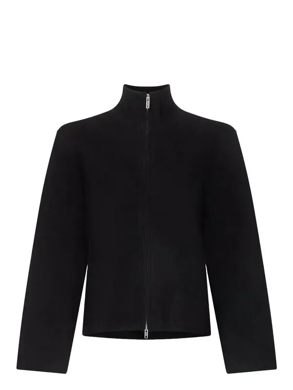 Loulou De Saison Gabi Zipped Stand-collar Cardigan - Black