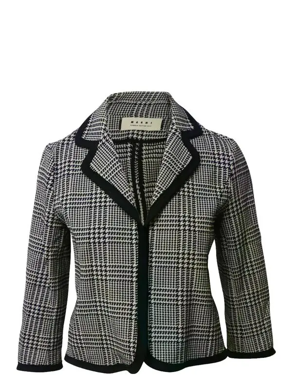 Marni Cropped Checked Jacket - Black