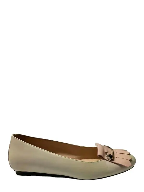TOD'S Fringed Leather Ballet Flats - Neutrals