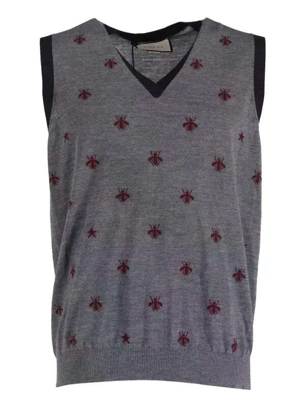 Gucci Bee And Star V-neck Vest - Grey