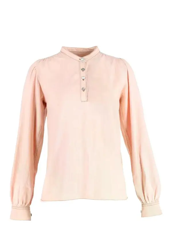 GANNI Buttoned Long-sleeve Top - Pink
