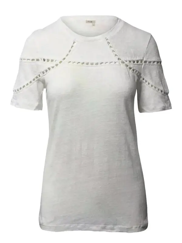 Maje Lace-insert Linen T-shirt - White