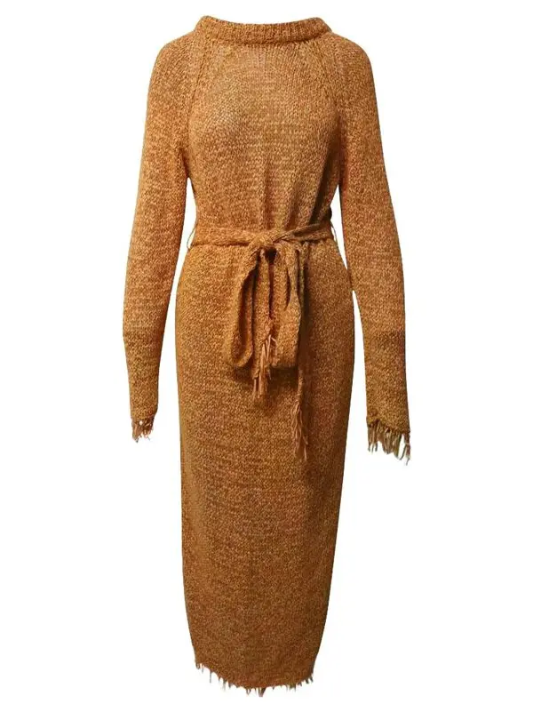 Nanushka Kaize Fringed Midi Dress - Brown