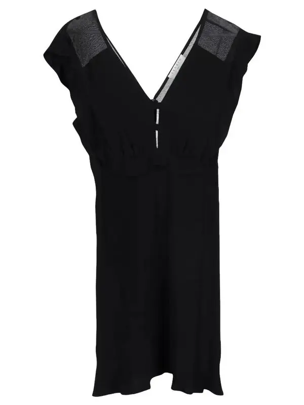 Sandro V-neck Ruffle Dress - Black