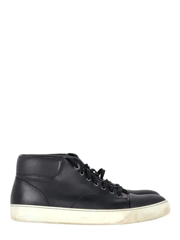 LANVIN Mid-top Leather Sneakers - Black