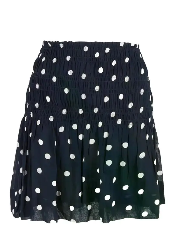 GANNI Polka-dot Smocked Mini Skirt - Blue