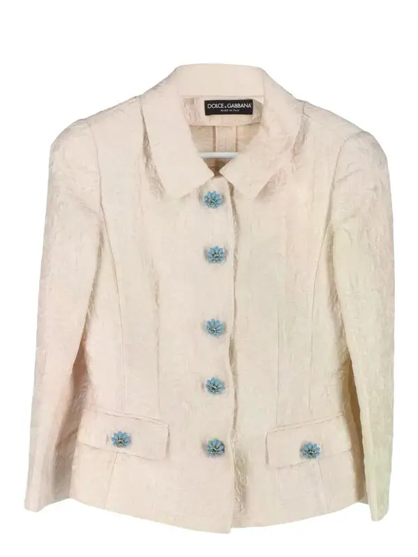 Dolce & Gabbana Floral-print Embellished Jacket - Neutrals