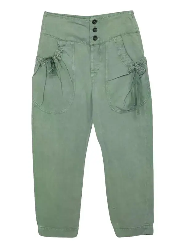 ISABEL MARANT VINTAGE Ruched-pocket Linen Trousers - Green