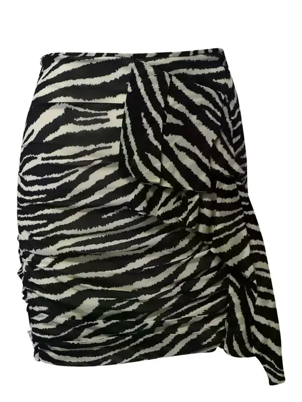 ISABEL MARANT VINTAGE Zebra-print Ruched Skirt - White