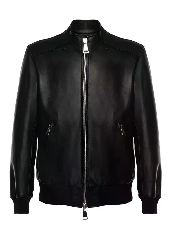 GIULIANO GALIANO Zipped Nappa Leather Jacket - Black