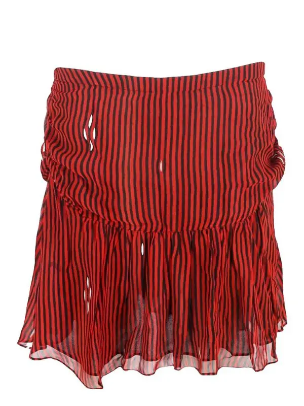 ISABEL MARANT VINTAGE Stripe Ruffled Mini Skirt - Red