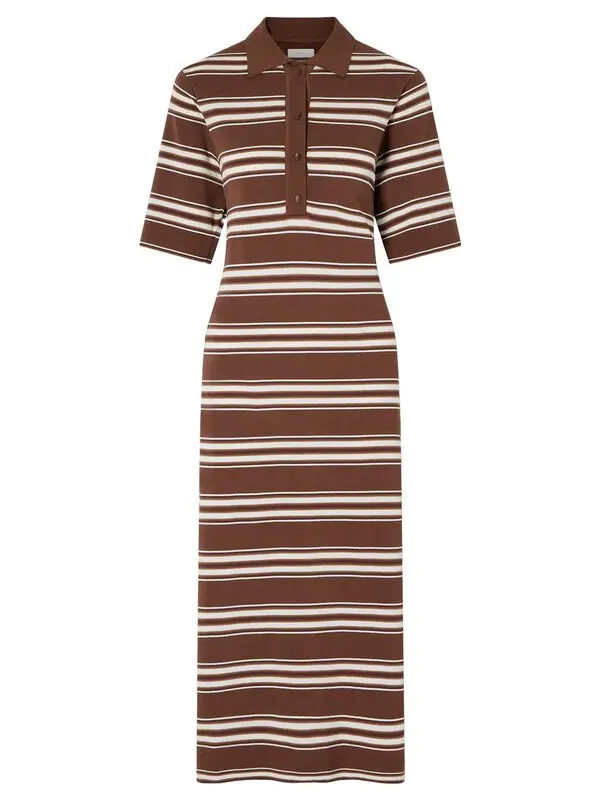 Faithfull The Brand Santiago Striped Cotton-blend Midi Dress - Brown