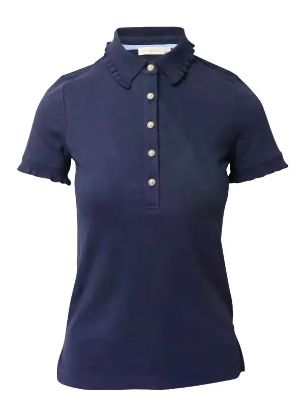 Tory Burch Ruffled-collar Polo Shirt - Blue