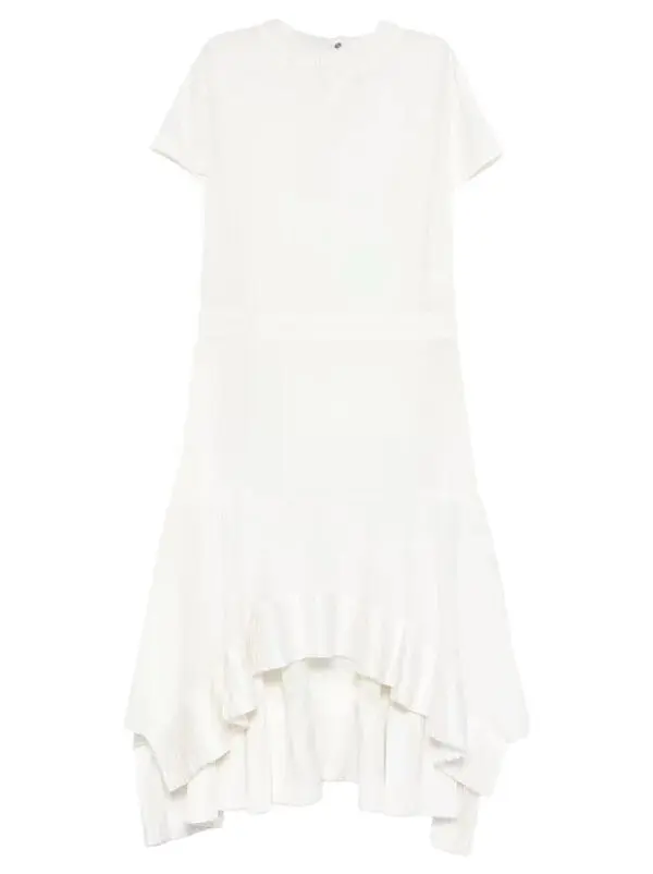 Sacai Asymmetric Ruffled Dress - White