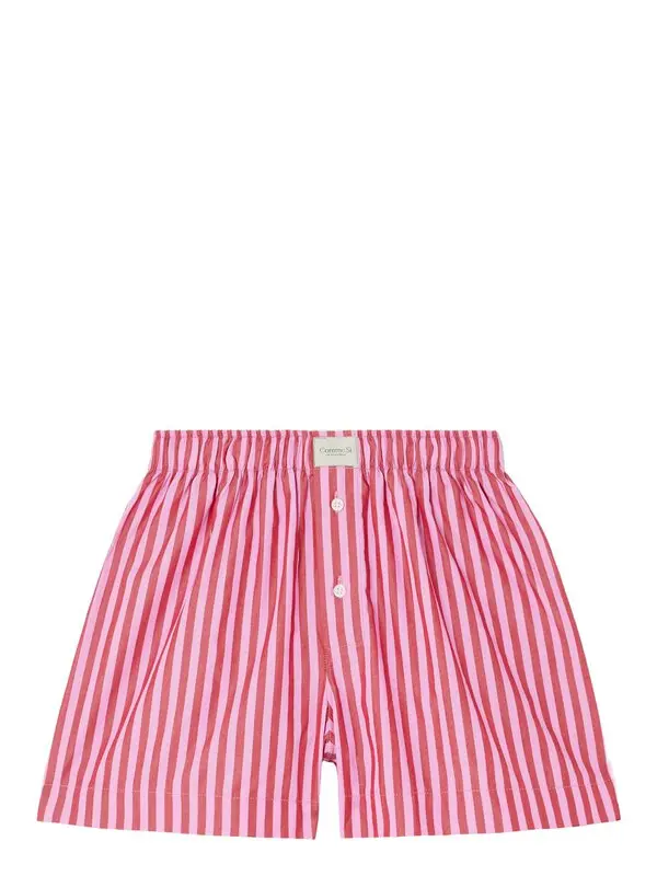 Comme Si La Boxer Classica Striped Cotton-poplin Shorts - Pink